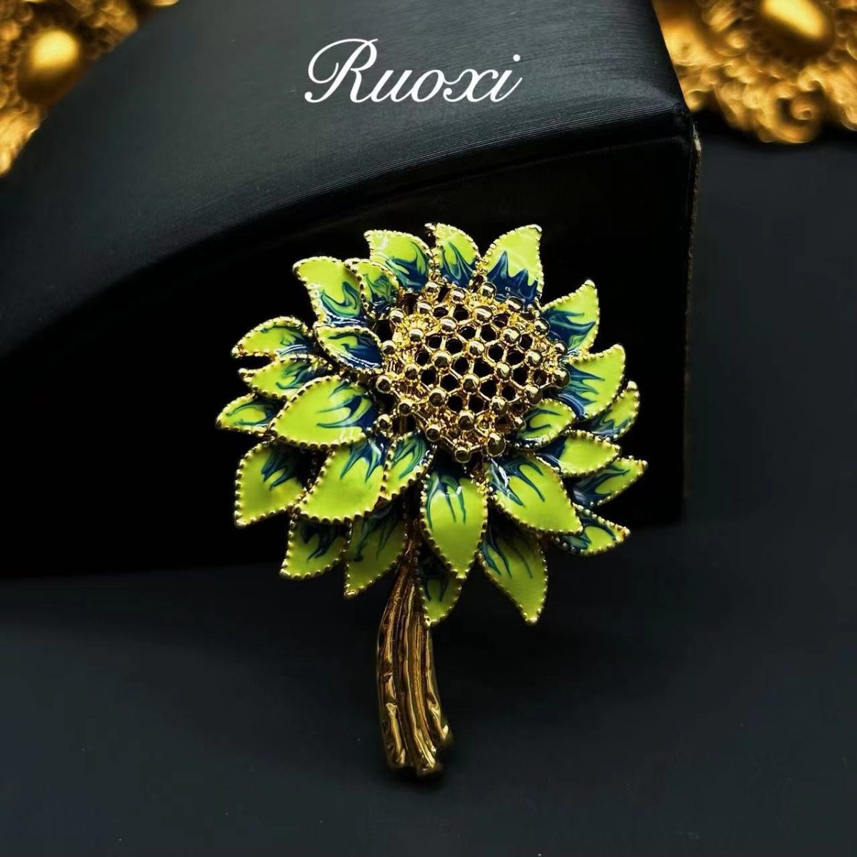 gold flower brooch vintage sunflower brooch for women girl