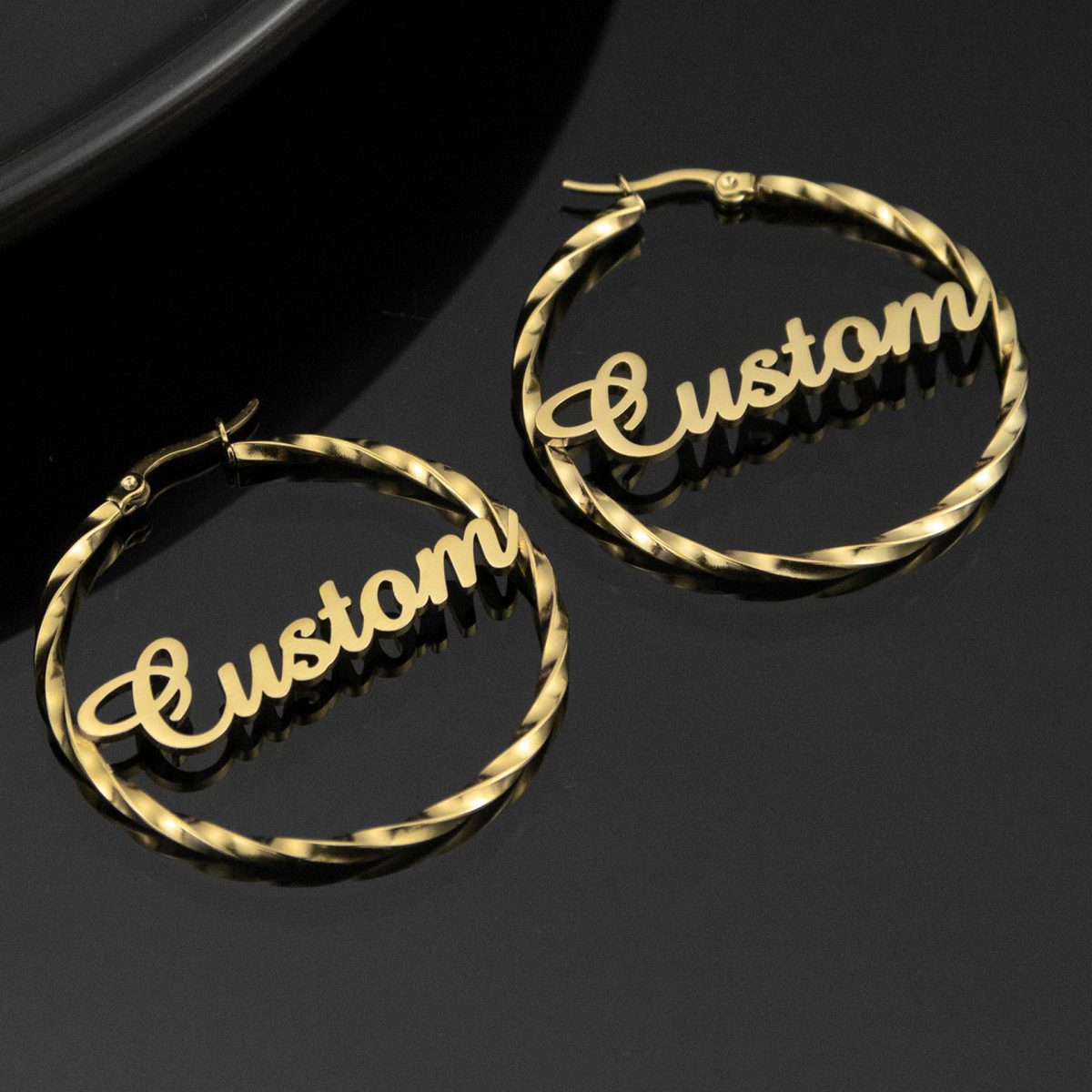 Custom Name Earrings Stainless Steel Hoop Earrings